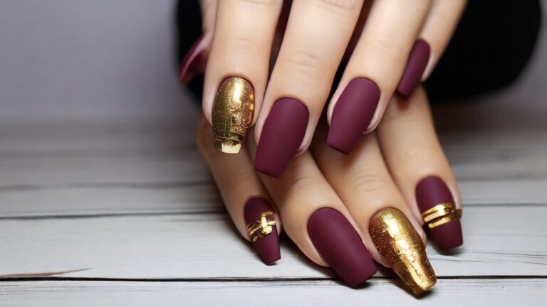 10 Gorgeous Burgundy and Gold Nails to Try in 2025 - The Nails Nation