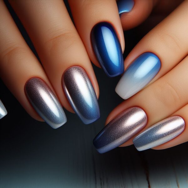 11 Stunning Silver and Royal Blue Nail Design Ideas - The Nails Nation